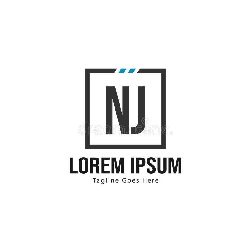 Initial NJ Logo Template with Modern Frame. Minimalist NJ Letter Logo ...