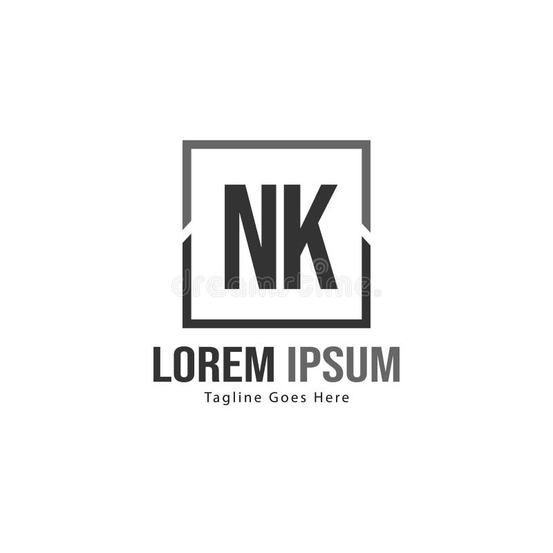 Initial NK Logo Template with Modern Frame. Minimalist NK Letter Logo ...