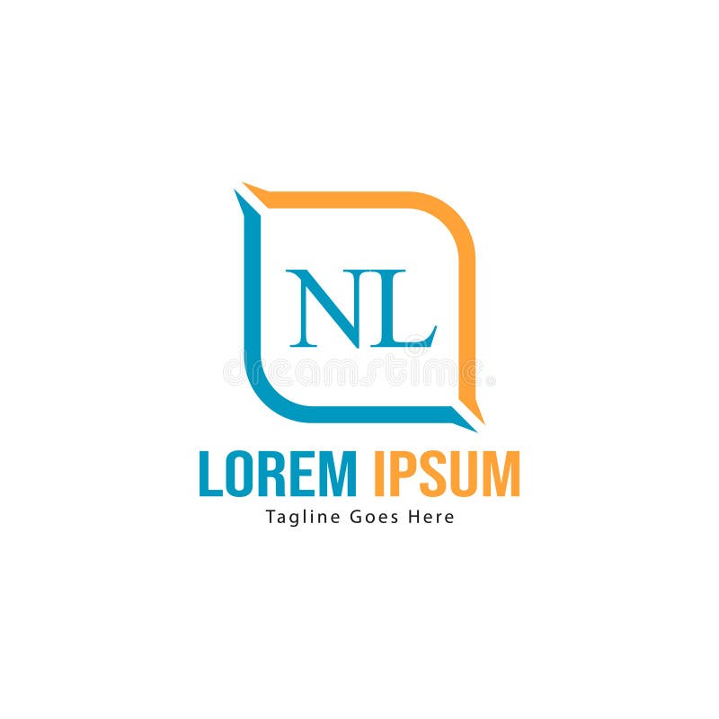 Initial NL Logo Template with Modern Frame. Minimalist NL Letter Logo ...