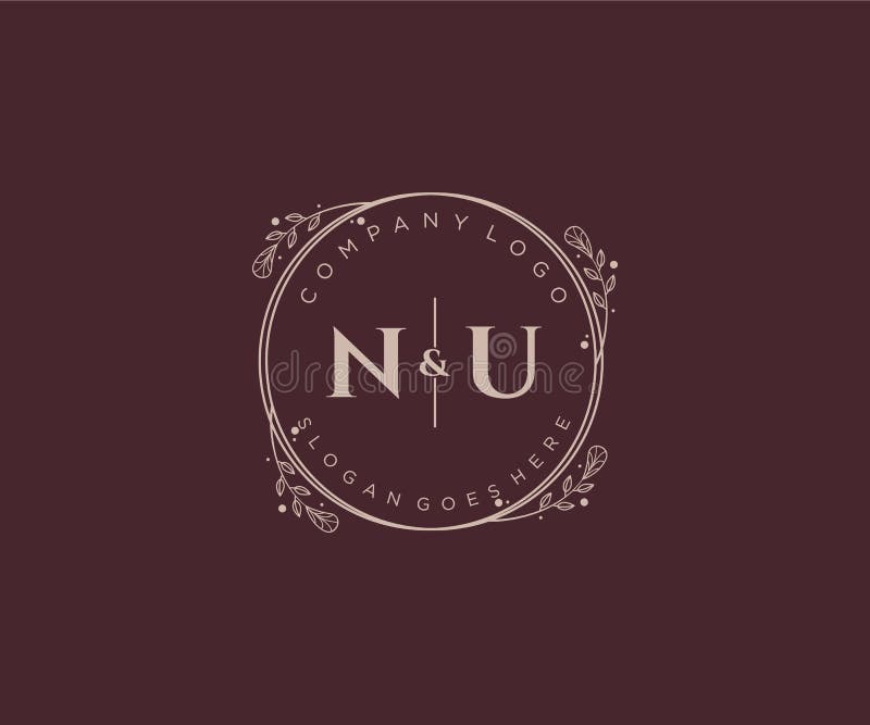 Initial NU Letters Decorative Luxury Wedding Logo Stock Vector ...