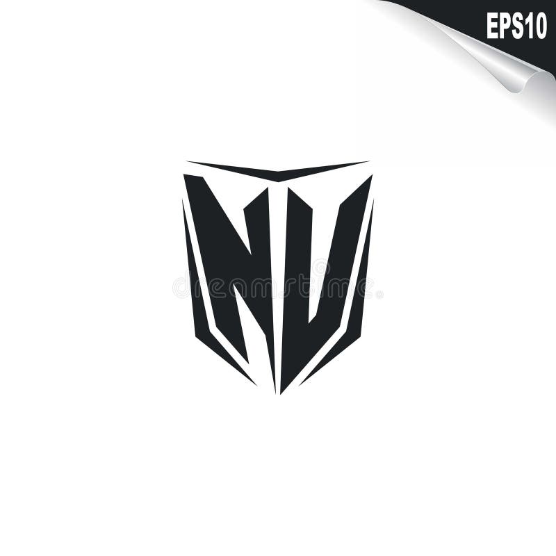 Initial NU Logo Design with Shield Style, Logo Business Branding Stock ...