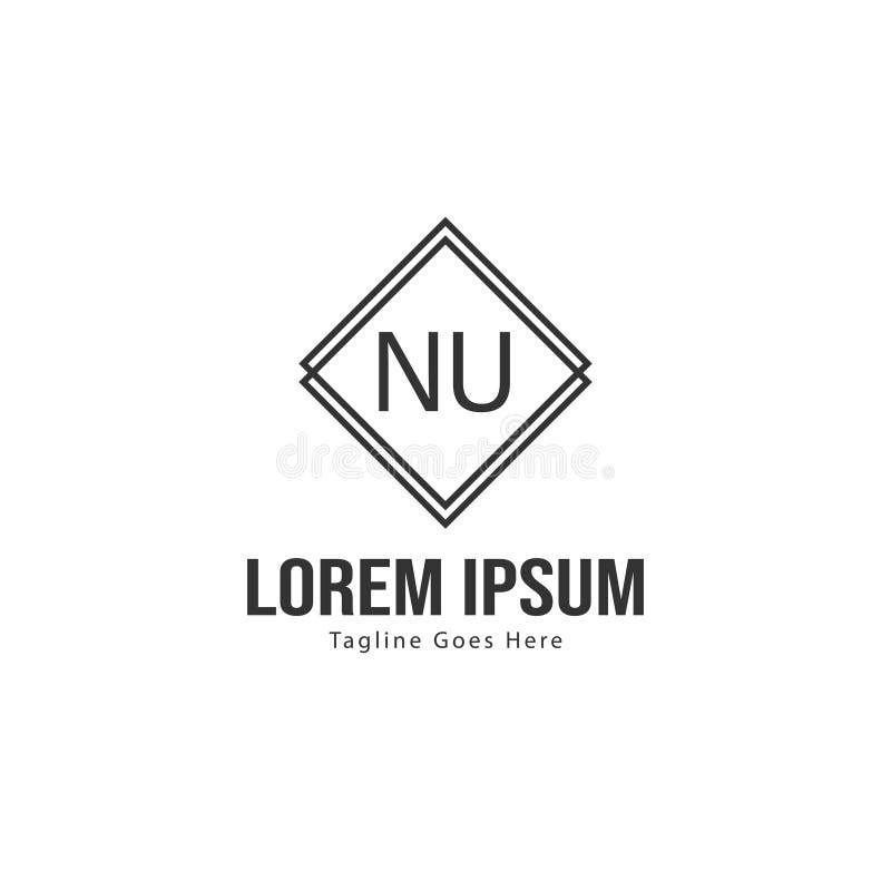 Initial NU Logo Template with Modern Frame. Minimalist NU Letter Logo ...