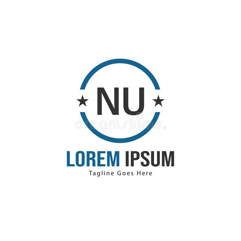 Initial NU Logo Template with Modern Frame. Minimalist NU Letter Logo ...