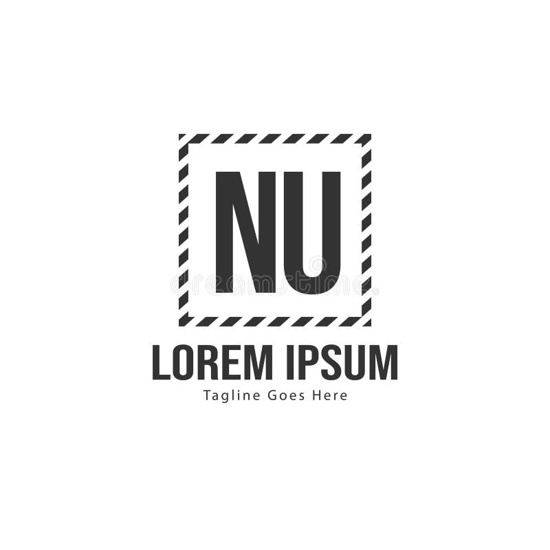Initial NU Logo Template with Modern Frame. Minimalist NU Letter Logo ...