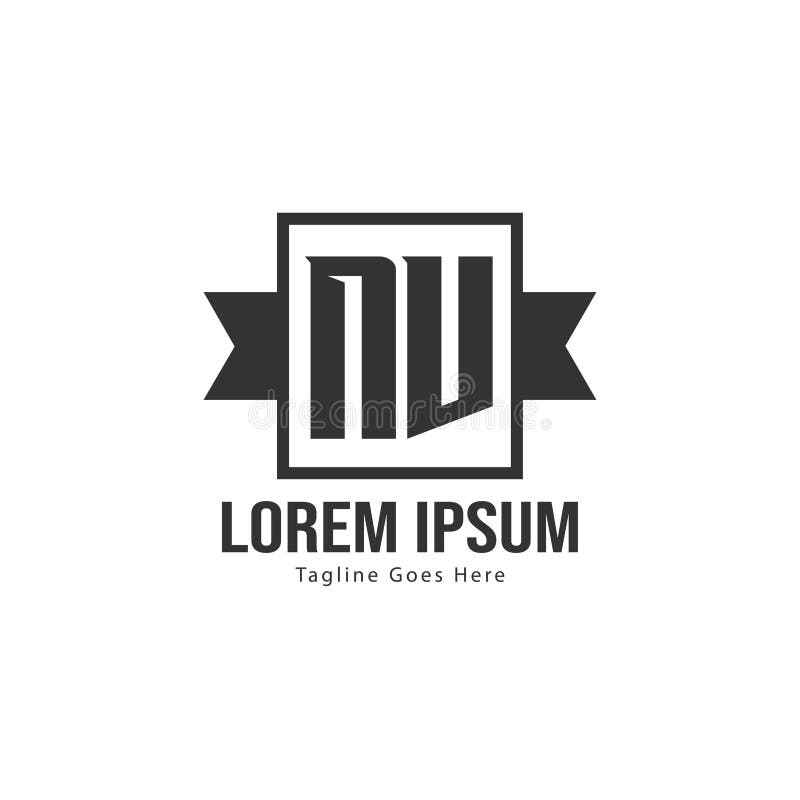 Initial NV Logo Template with Modern Frame. Minimalist NV Letter Logo ...