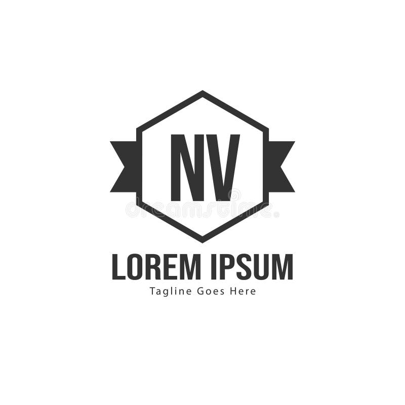 Initial NV Logo Template with Modern Frame. Minimalist NV Letter Logo ...