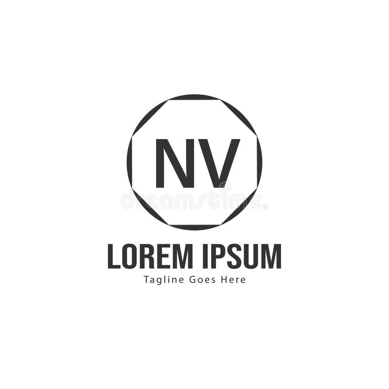 Initial NV Logo Template with Modern Frame. Minimalist NV Letter Logo ...