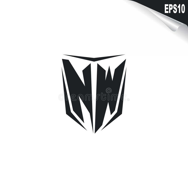 Initial NW Logo Design with Shield Style, Logo Business Branding Stock ...