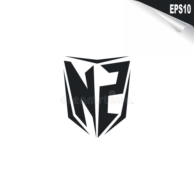 Initial NZ Logo Design with Shield Style, Logo Business Branding Stock ...