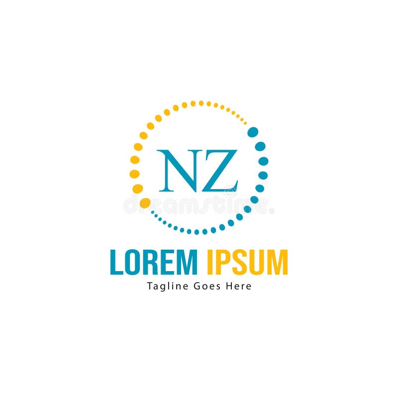 Initial NZ Logo Template with Modern Frame. Minimalist NZ Letter Logo ...