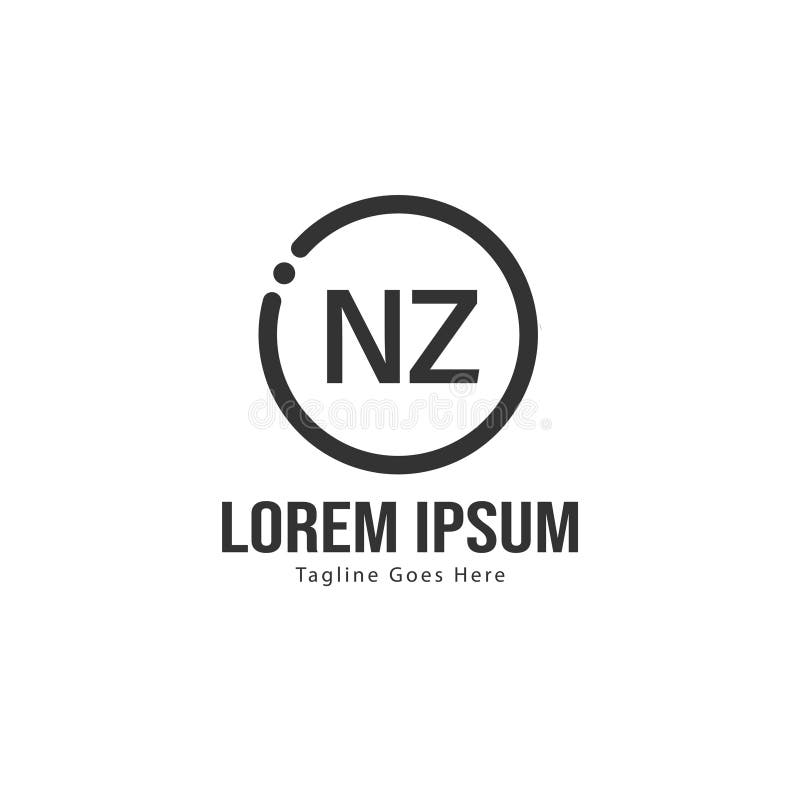 Initial NZ Logo Template with Modern Frame. Minimalist NZ Letter Logo ...