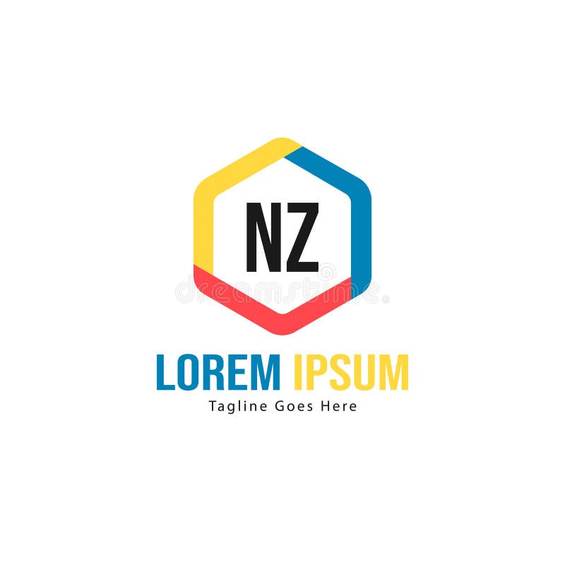 Initial NZ Logo Template with Modern Frame. Minimalist NZ Letter Logo ...