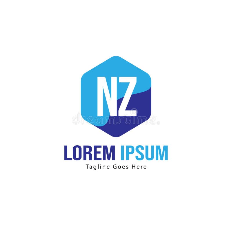 Initial NZ Logo Template with Modern Frame. Minimalist NZ Letter Logo ...