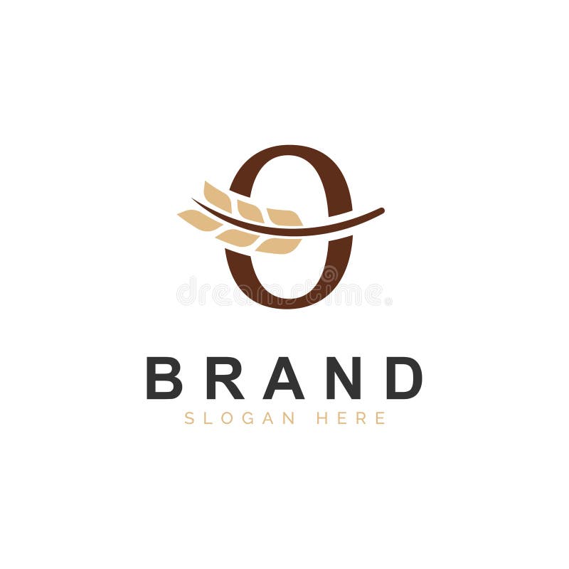 Initial O Letter with Wheat Grain for Bakery, Bread, Logo Design Vector ...