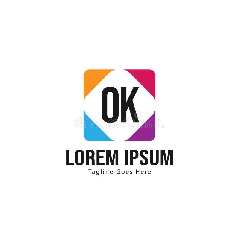 Initial OK Logo Template with Modern Frame. Minimalist OK Letter Logo ...