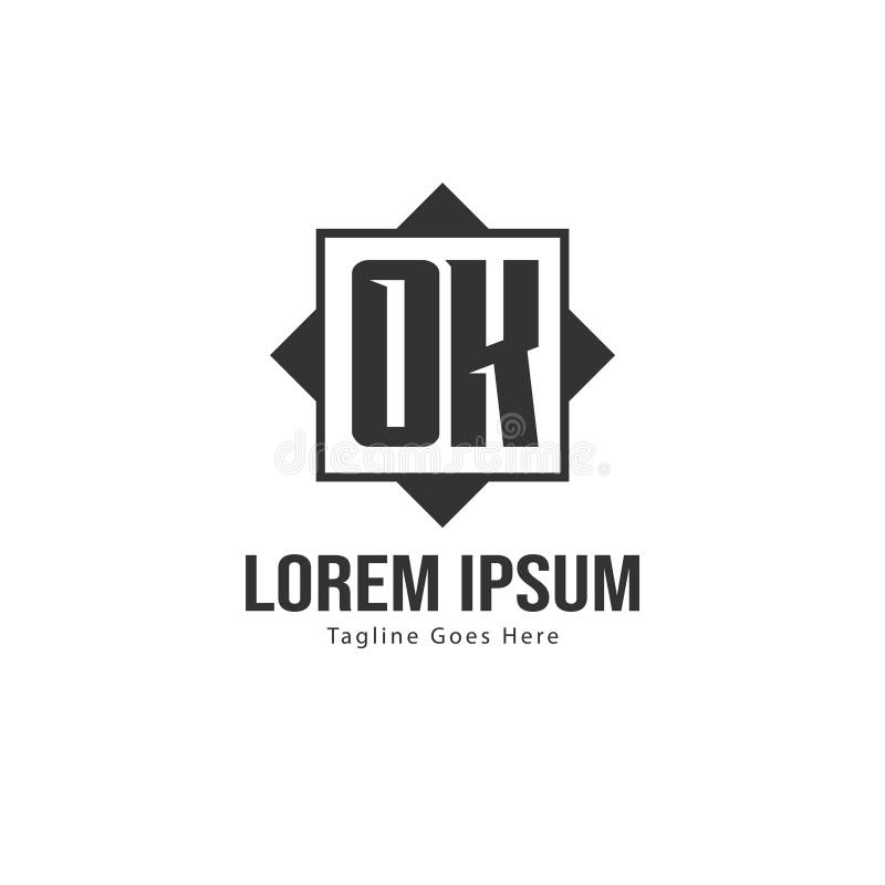 Initial OK Logo Template with Modern Frame. Minimalist OK Letter Logo ...