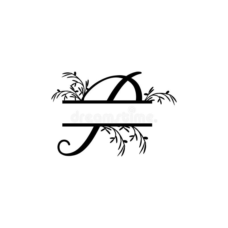Initial P Decorative Plant Monogram Split Letter Vector Stock Vector ...