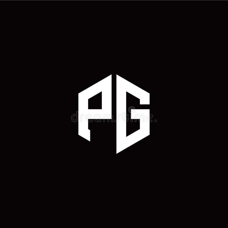 Initial P G Letter with Polygon Modern Style Logo Template Vector Stock ...