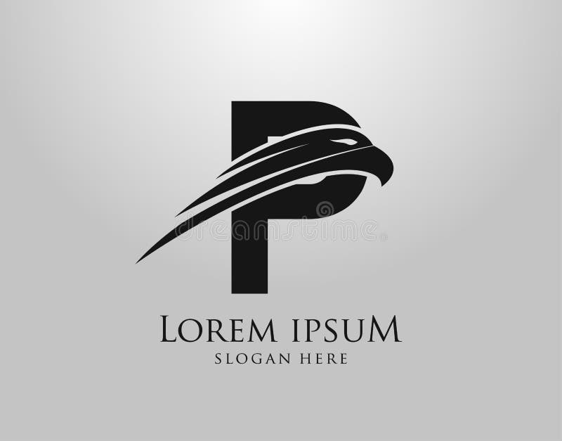 Initial P Letter Eagle Logo Icon with Creative Eagle Head Vector ...