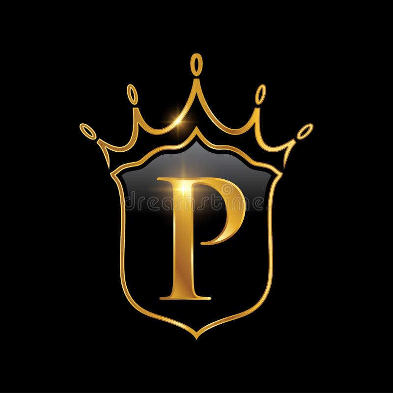 Initial P Monogram Alphabet with a Crown and Shield Stock Vector ...