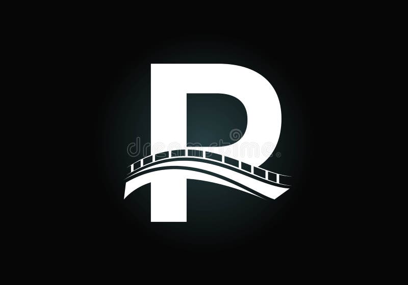 Initial P Monogram Letter Alphabet with Bridge Sign. Abstract Bridge ...