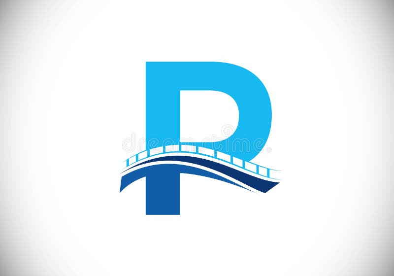 Initial P Monogram Letter Alphabet with Bridge Sign. Abstract Bridge ...