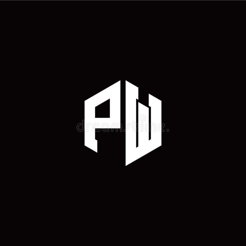 Initial P W Letter with Polygon Modern Style Logo Template Vector Stock ...