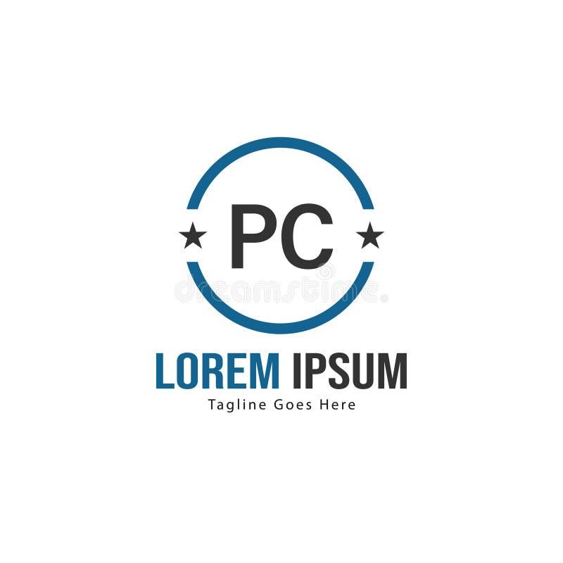 Initial PC Logo Template with Modern Frame. Minimalist PC Letter Logo ...
