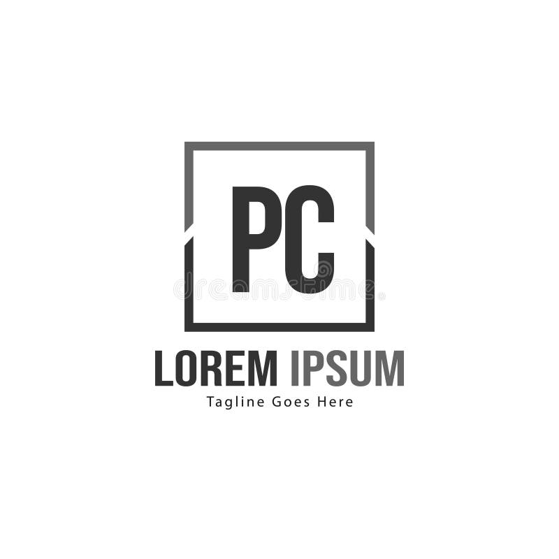 Initial PC Logo Template with Modern Frame. Minimalist PC Letter Logo ...