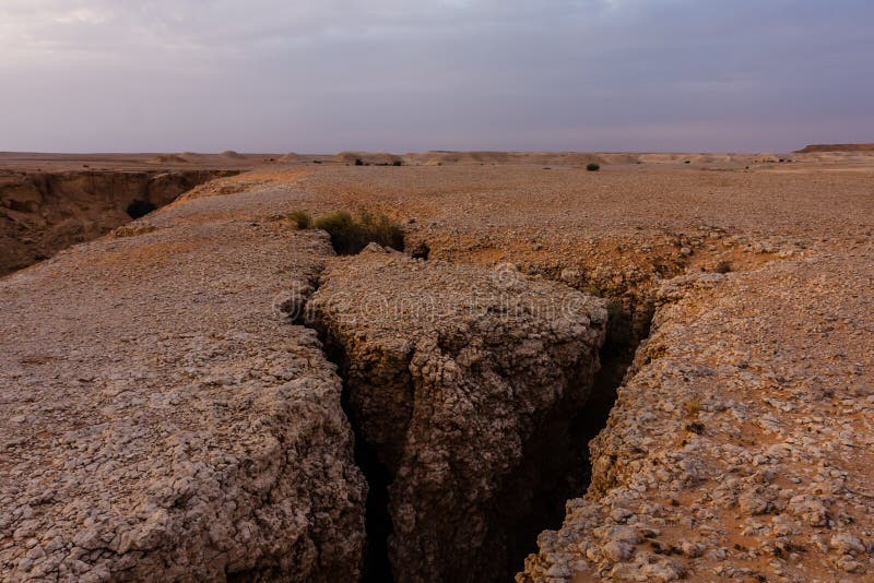 A Crack at the Edge of an Eroded Canyon on the Desert South-east of ...