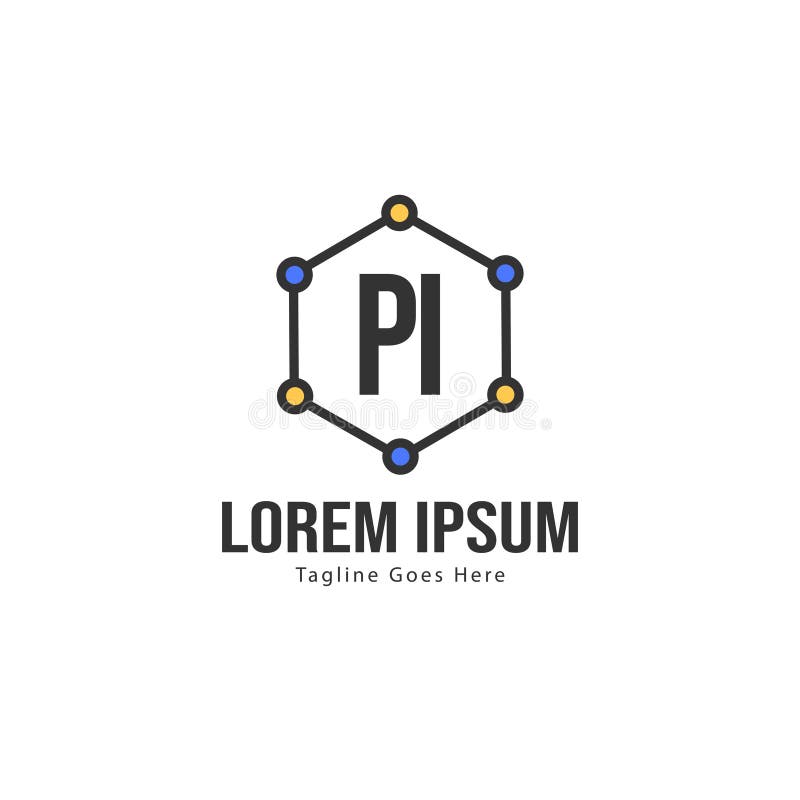 Initial PI Logo Template with Modern Frame. Minimalist PI Letter Logo ...