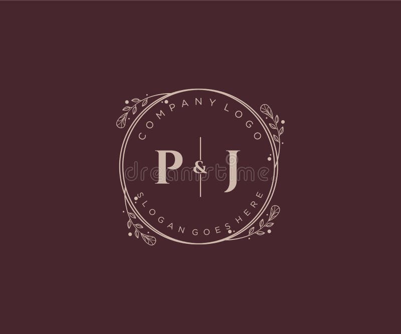 Initial PJ Letters Decorative Luxury Wedding Logo Stock Vector ...