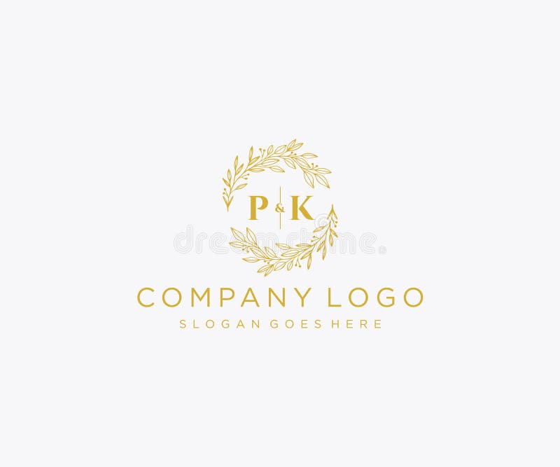 Initial PK Letters Floral Frames. Monogram Wedding, Wedding Invitation ...