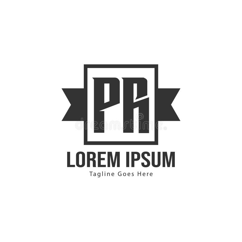 Initial PR Logo Template with Modern Frame. Minimalist PR Letter Logo ...