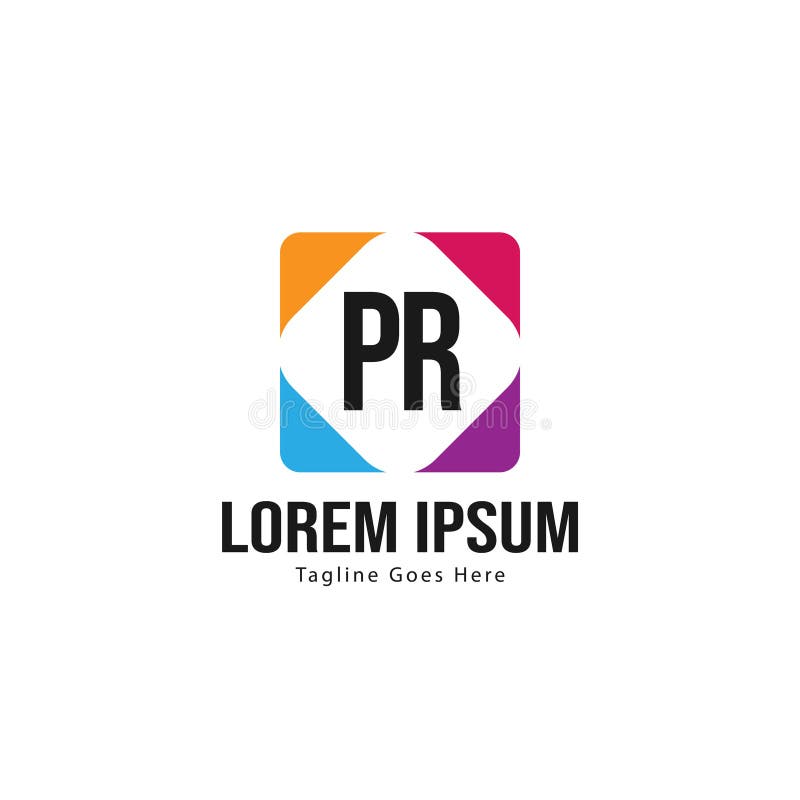 Initial PR Logo Template with Modern Frame. Minimalist PR Letter Logo ...