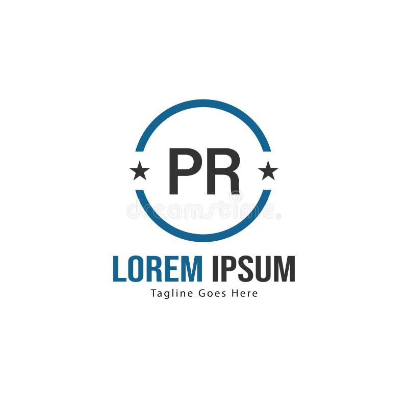 Initial PR Logo Template with Modern Frame. Minimalist PR Letter Logo ...