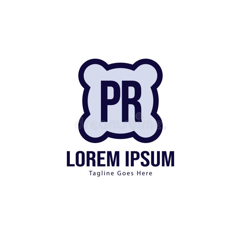 Initial PR Logo Template with Modern Frame. Minimalist PR Letter Logo ...