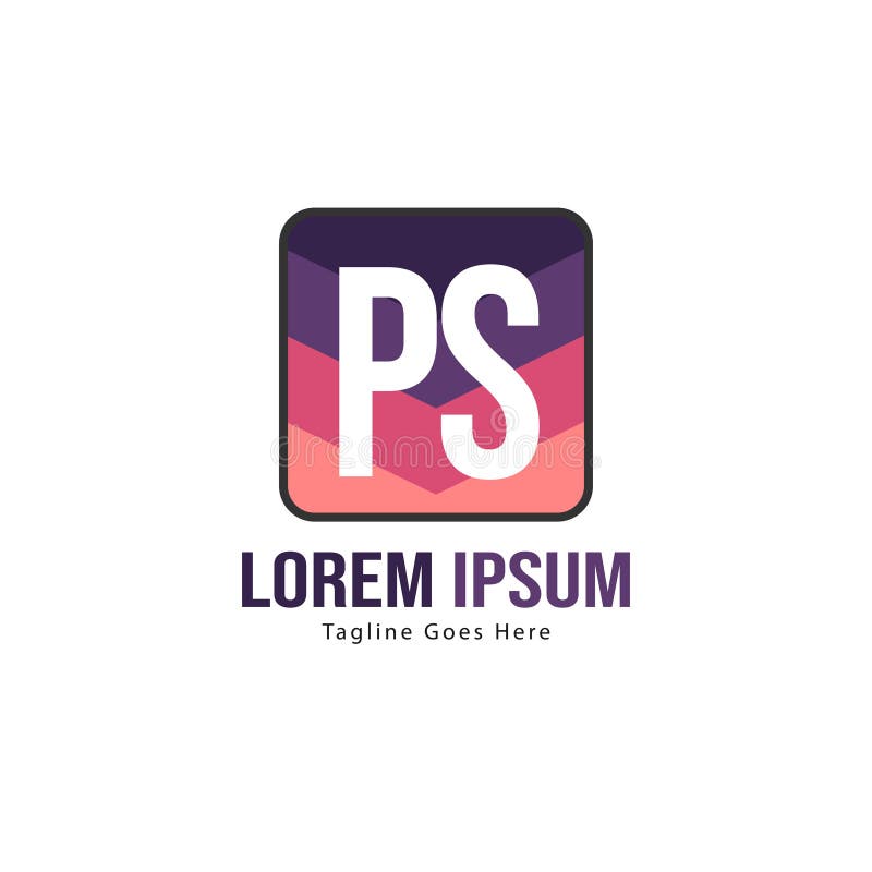 Initial PS Logo Template with Modern Frame. Minimalist PS Letter Logo ...