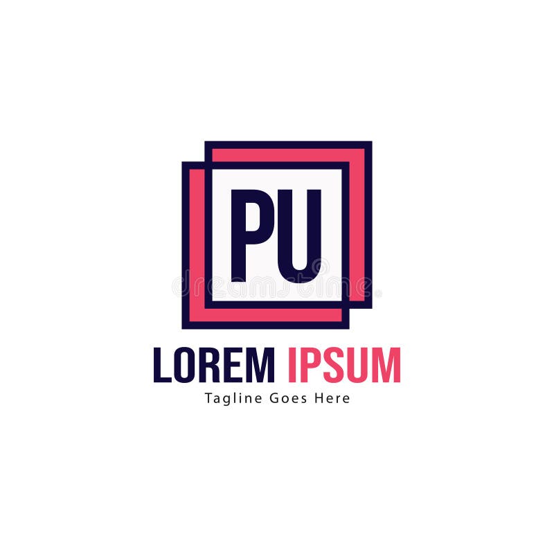 Initial PU Logo Template with Modern Frame. Minimalist PU Letter Logo ...
