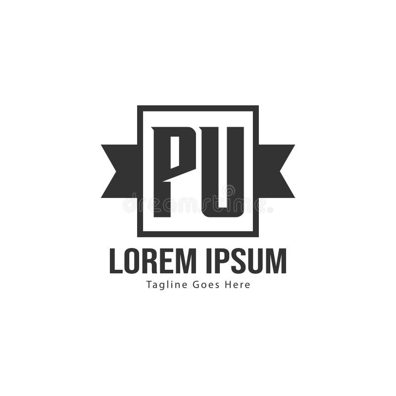 Initial PU Logo Template with Modern Frame. Minimalist PU Letter Logo ...