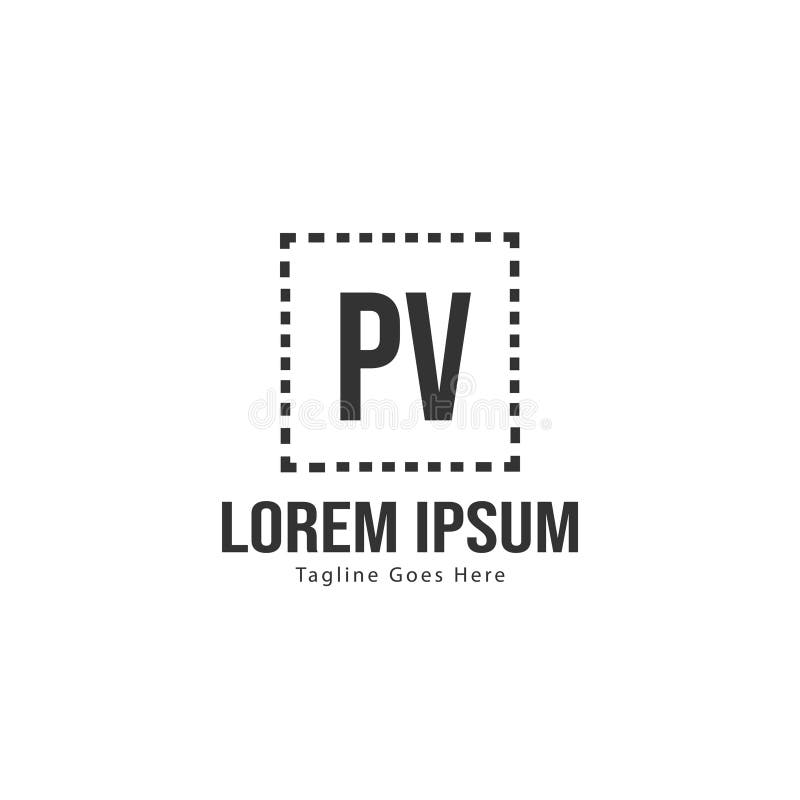 Initial PV Logo Template with Modern Frame. Minimalist PV Letter Logo ...