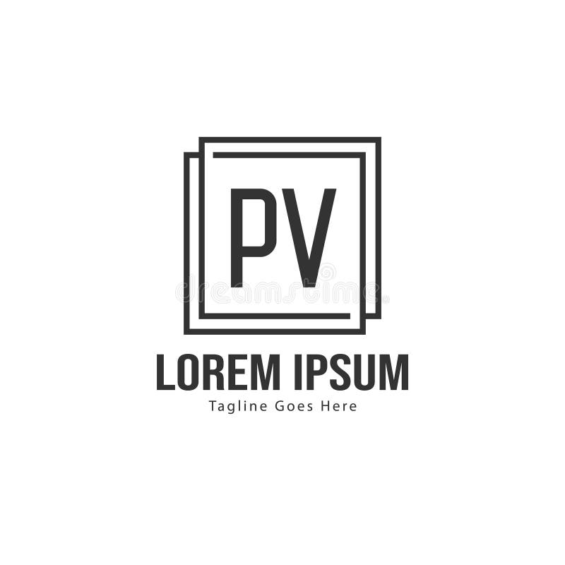 Initial PV Logo Template with Modern Frame. Minimalist PV Letter Logo ...