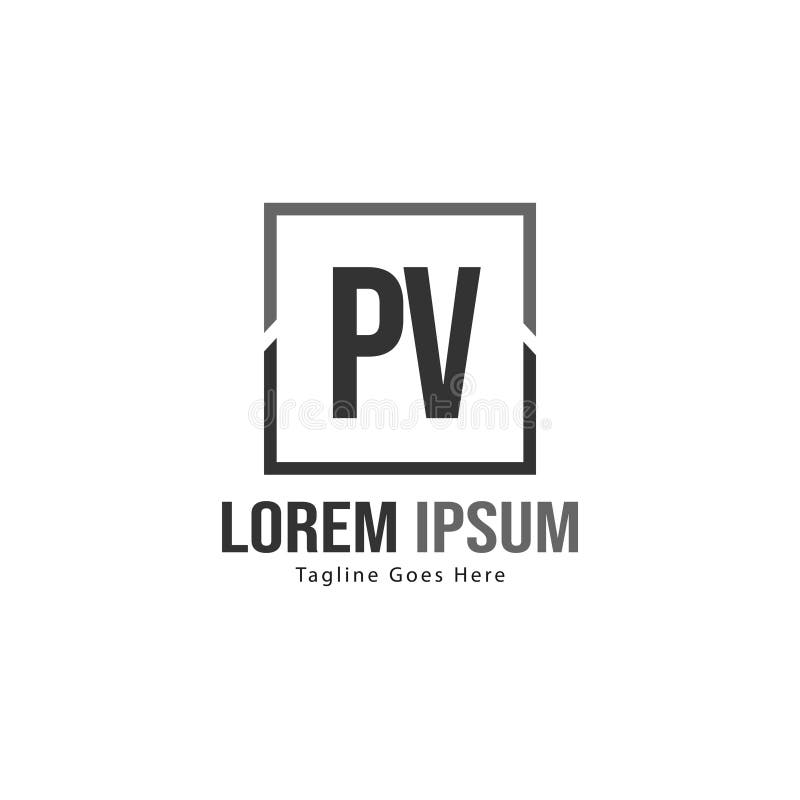 Initial PV Logo Template with Modern Frame. Minimalist PV Letter Logo ...