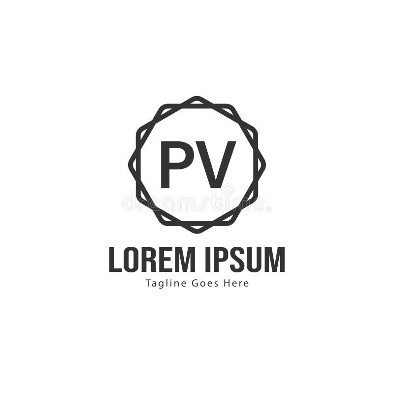 Initial PV Logo Template with Modern Frame. Minimalist PV Letter Logo ...