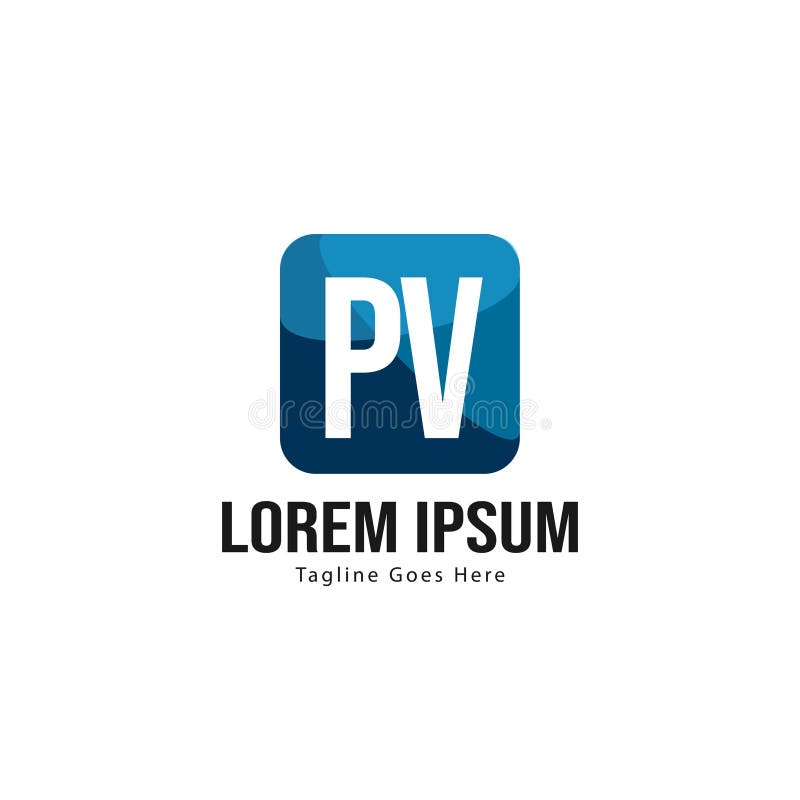 Initial PV Logo Template with Modern Frame. Minimalist PV Letter Logo ...