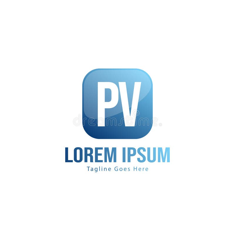 Initial PV Logo Template with Modern Frame. Minimalist PV Letter Logo ...