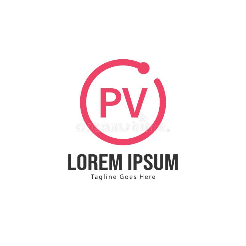 Initial PV Logo Template with Modern Frame. Minimalist PV Letter Logo ...