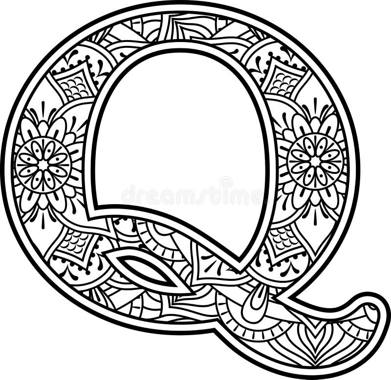 Initial N Doodle Mandala Art Coloring Therapy Stock Vector ...