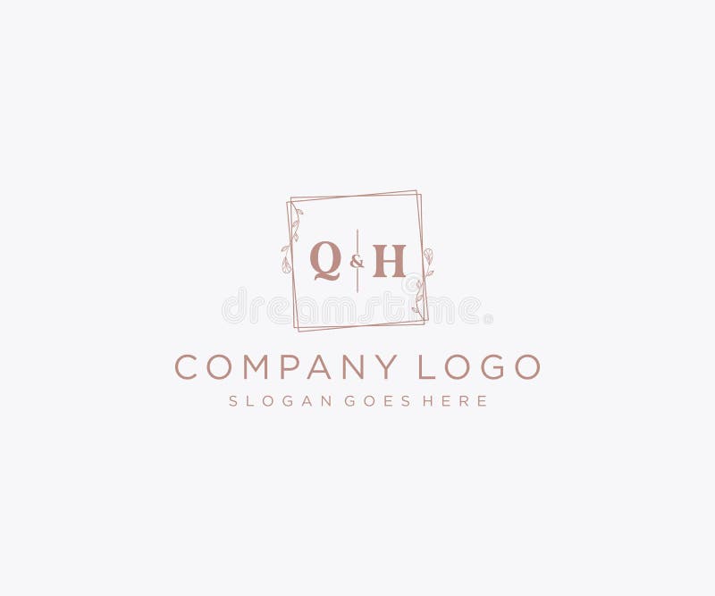 Initial QH Letters Decorative Luxury Wedding Logo Stock Image - Image ...