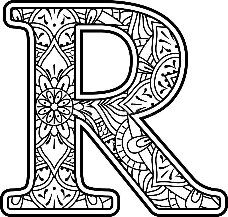 Initial a Doodle Mandala Art Coloring Therapy Stock Vector ...